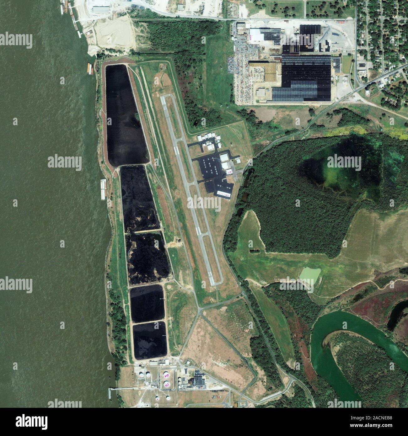 General DeWitt Spain Airport. Satellite image showing the Mississippi ...