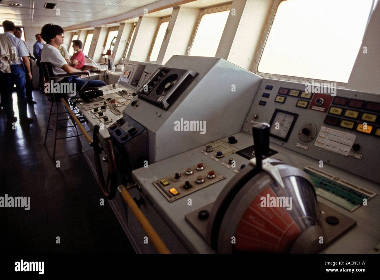 Oil tanker. Inside the bridge of the Alba Marina oil tanker. This ...