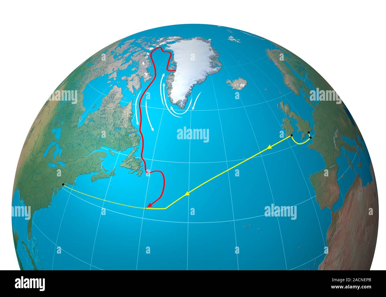 Titanic ship and iceberg routes. Diagram showing the routes taken in ...