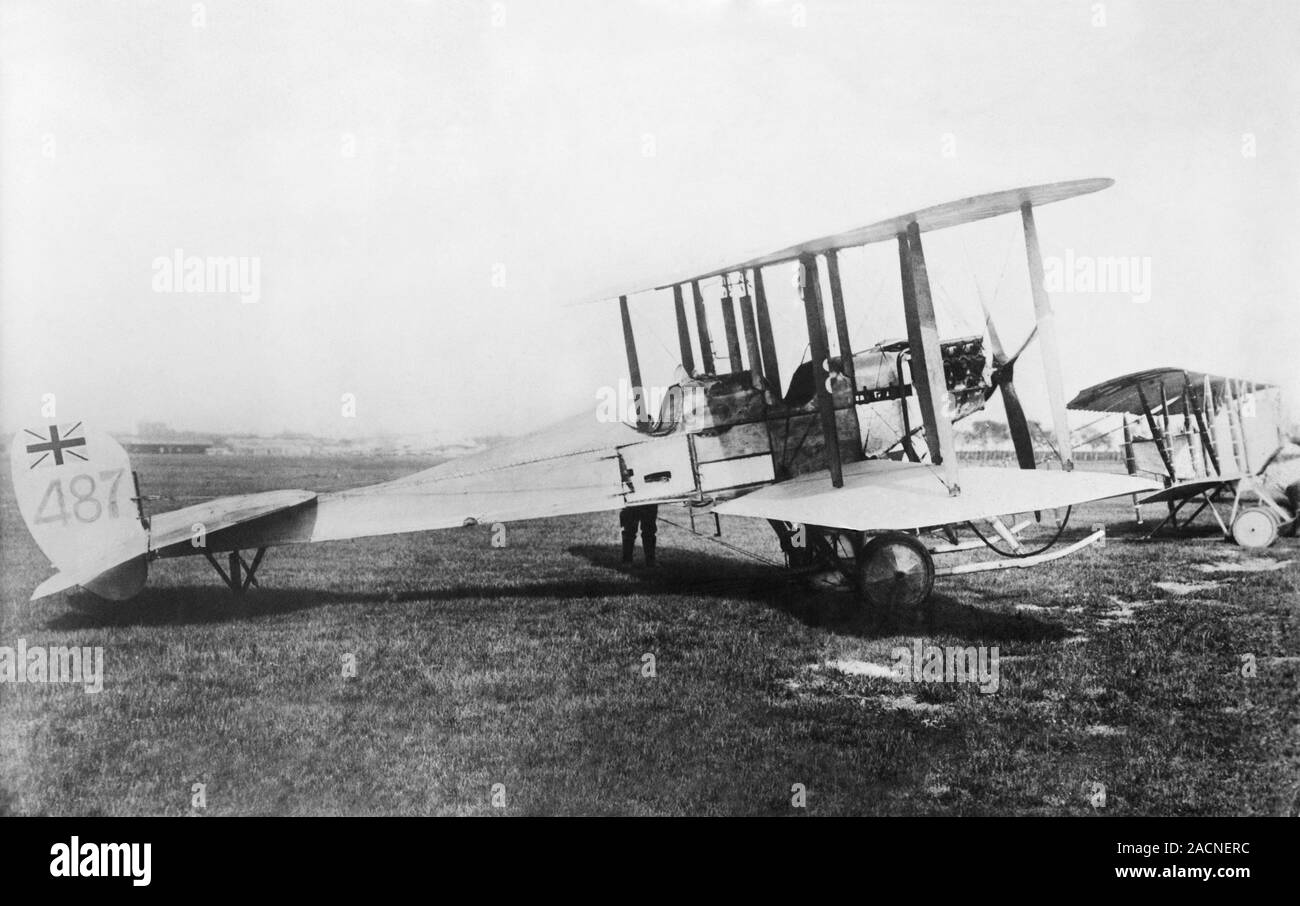 British BE2a fighter plane. The BE2 was a Bleriot Experimental biplane ...