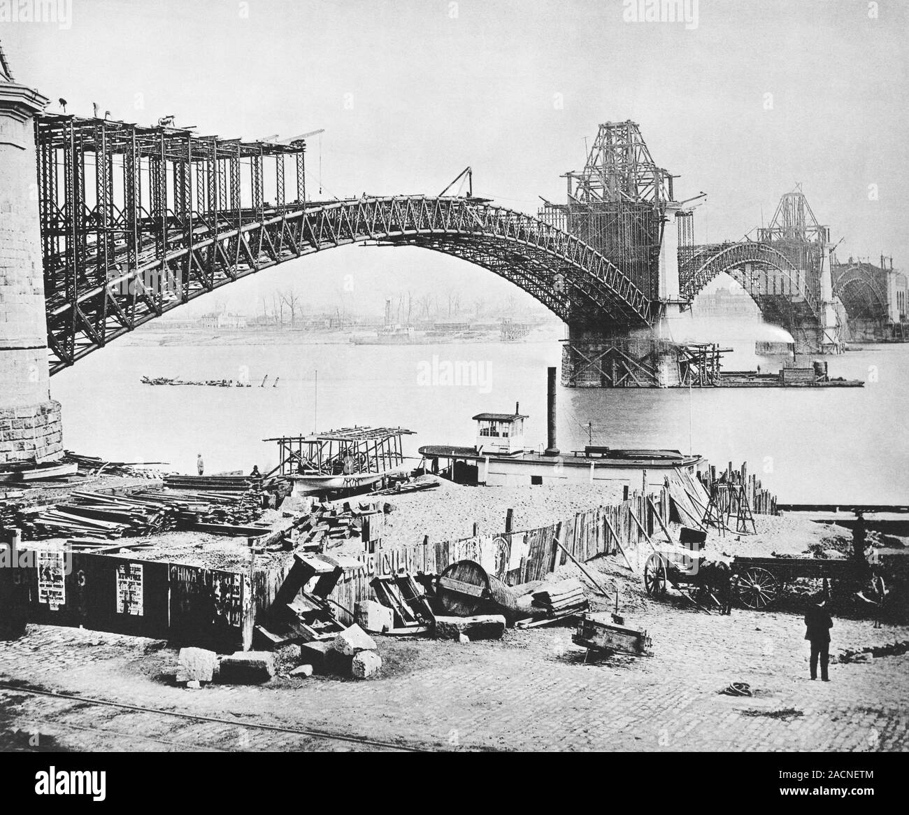 Eads Bridge construction. This stage of the construction of the Eads ...