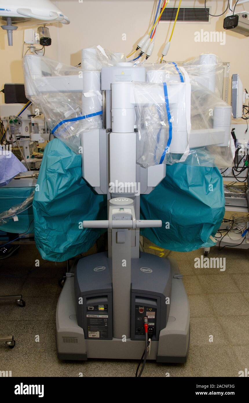Robotic prostate cancer surgery. Da Vinci robot surgeon ready to be ...