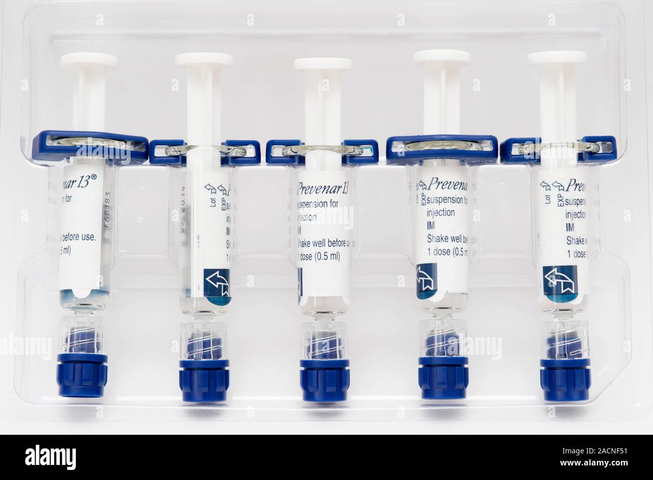 Prevenar vaccine. Pre-filled syringes of Prevenar vaccine for injection ...