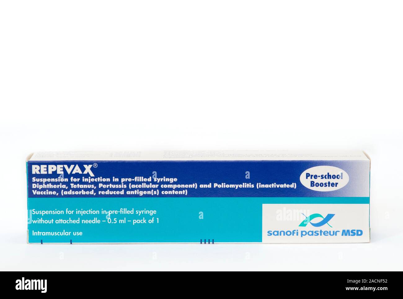 Repevax combined vaccine. Box containing repevax vaccine for injection ...