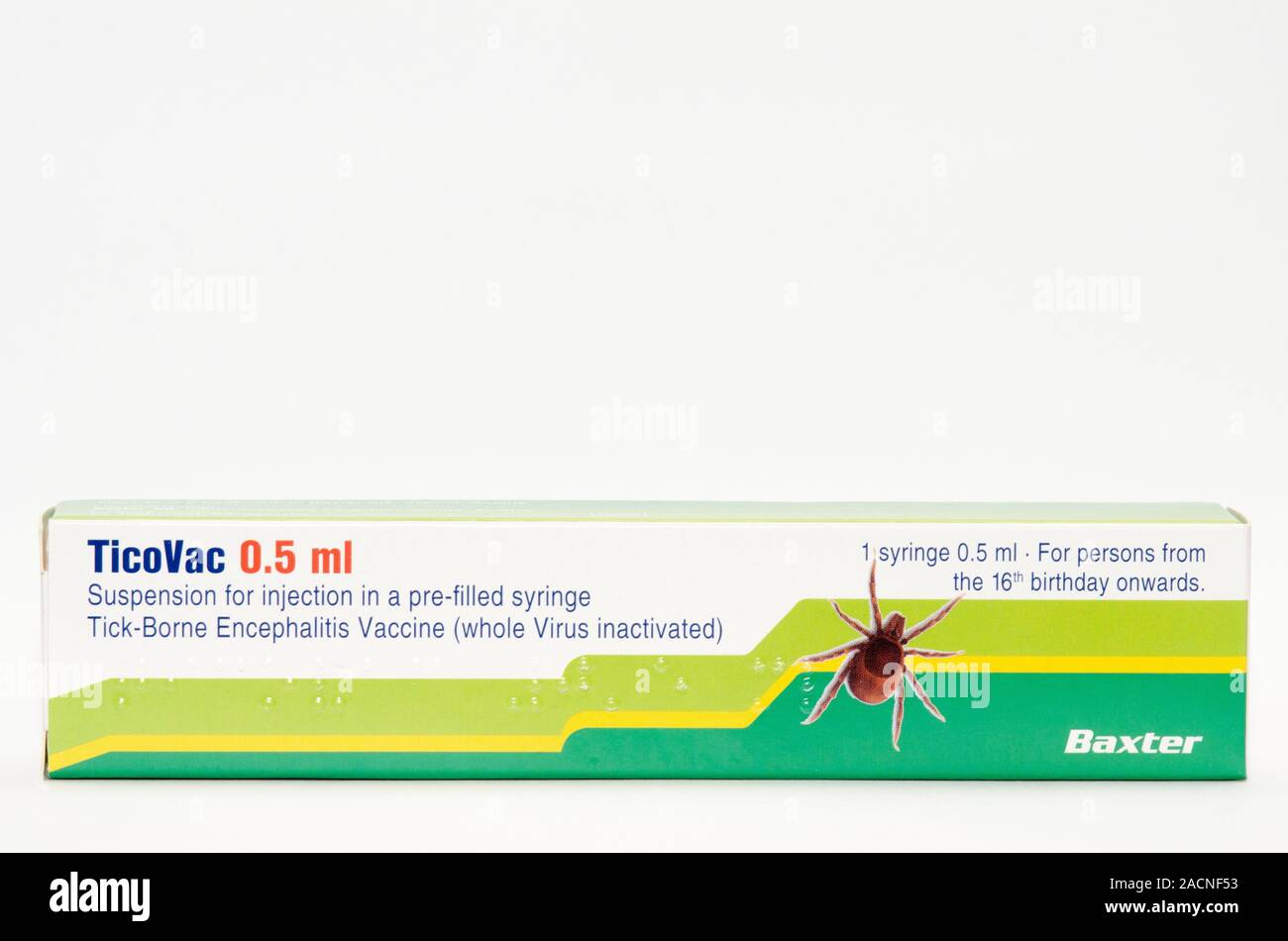 TicoVac tick-bourne encephalitis vaccine. Box containing TicoVac ...