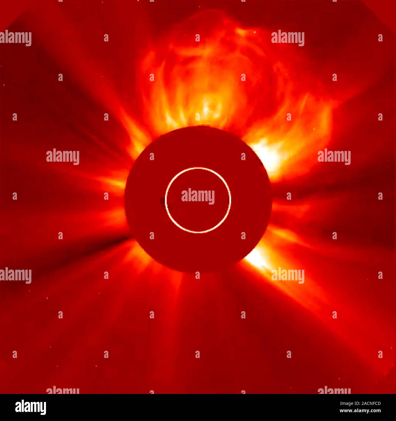 Solar eruption. SOHO (Solar and Heliospheric Observatory) image of a ...