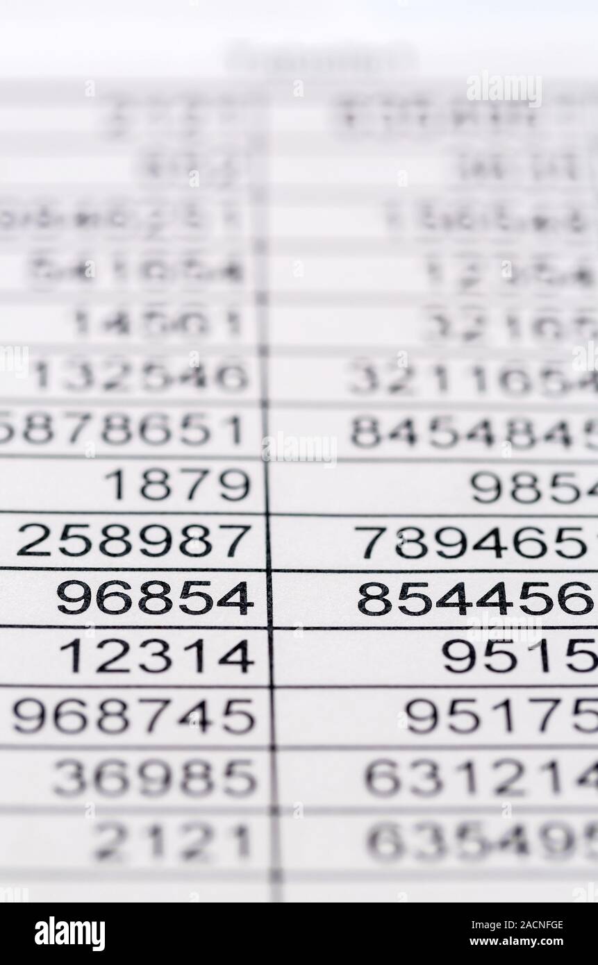 Statistics and Tables Stock Photo - Alamy