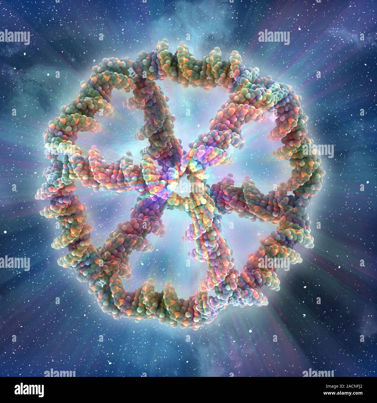 DNA (deoxyribonucleic acid) cube, computer artwork. The DNA cube is ...