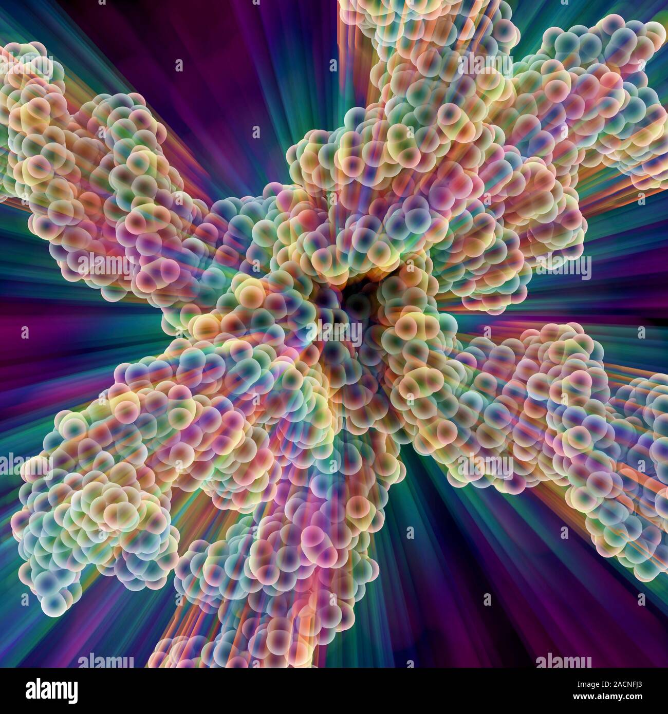 DNA 6-way junction. Computer artwork of a synthetic assemblage of ...