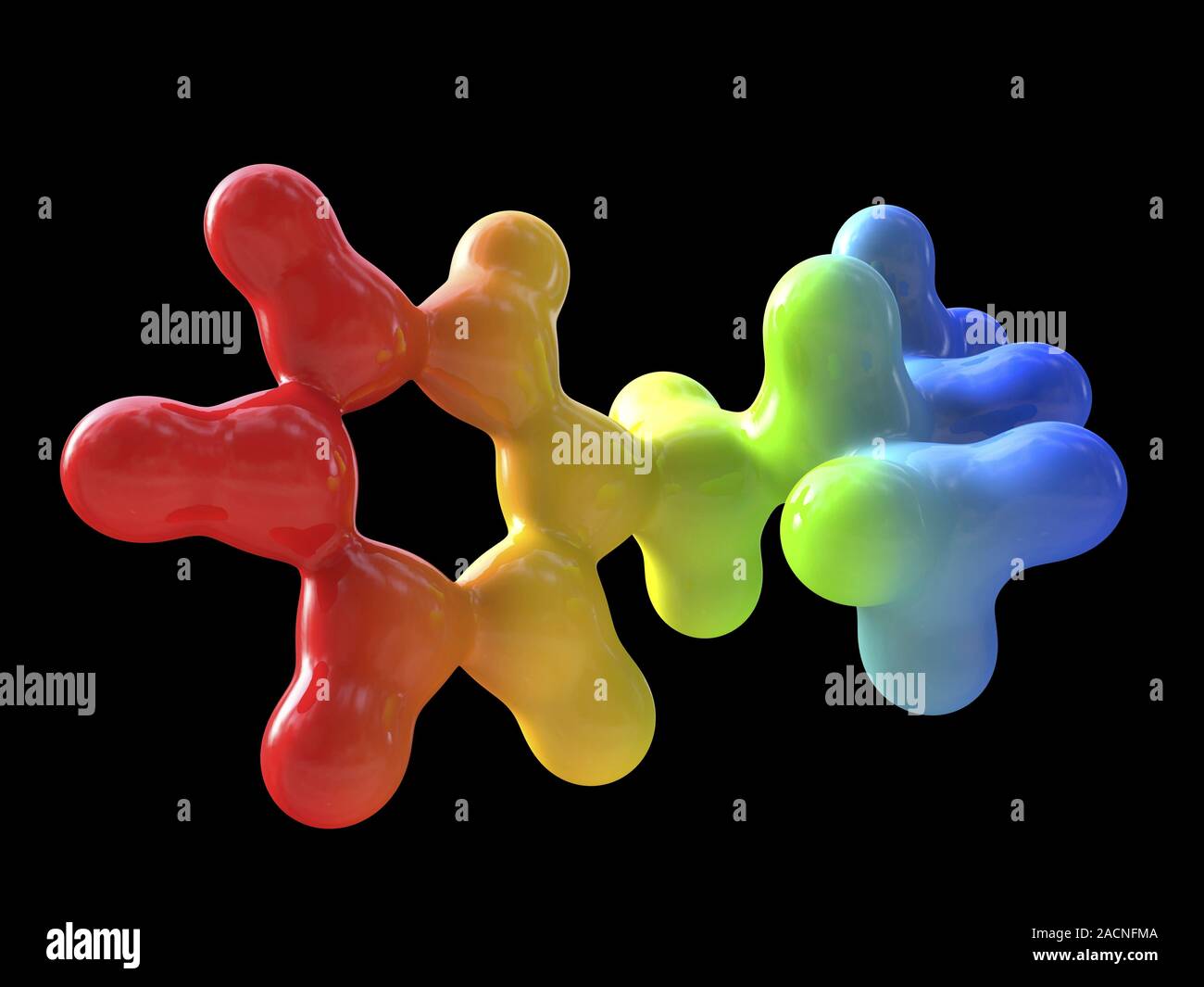 Molecular model of Methamphetamine drug. Methamphetamine (C10.H15.N) is ...