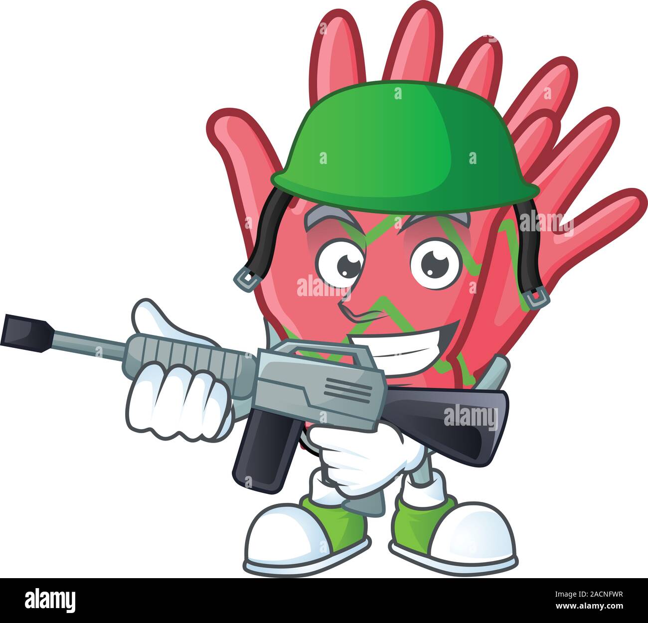 A cartoon style of christmas gloves Army with machine gun Stock Vector ...