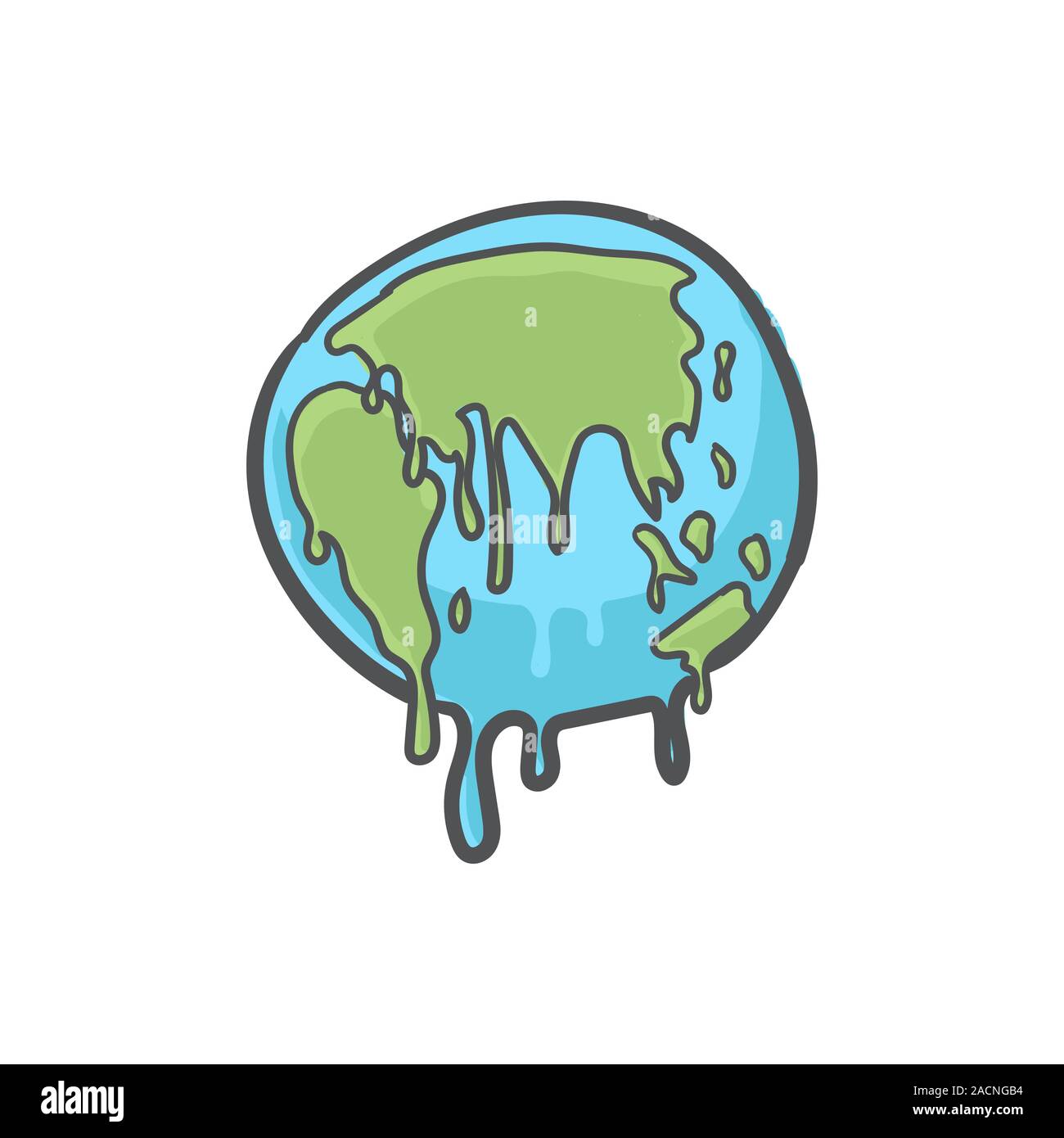 Global warming, Earth globe melting hand drawn doodle icon Stock Vector ...