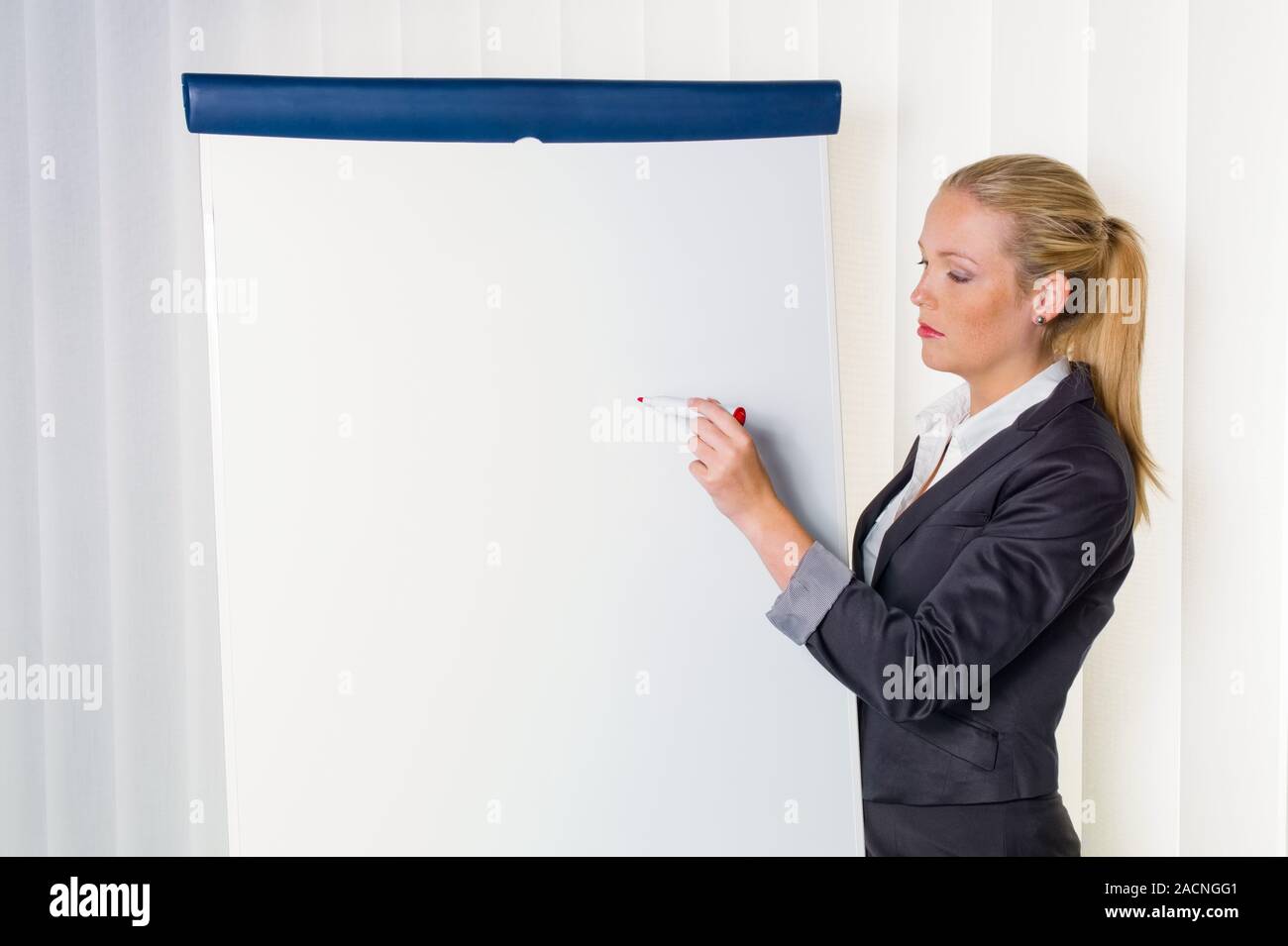 Woman with Flip-Chart Stock Photo - Alamy