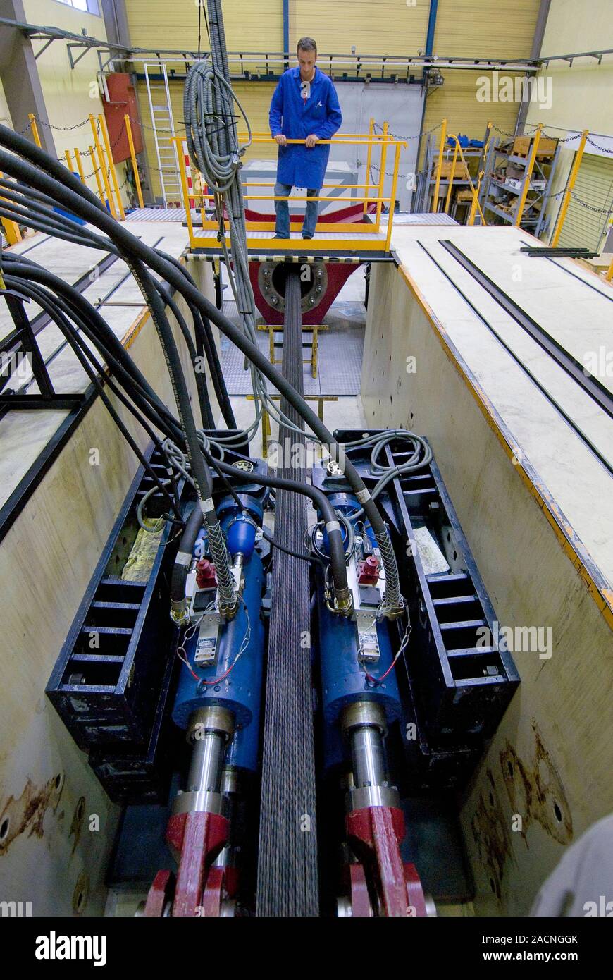 Cable testing. Machine used to test the durability of cables used in ...