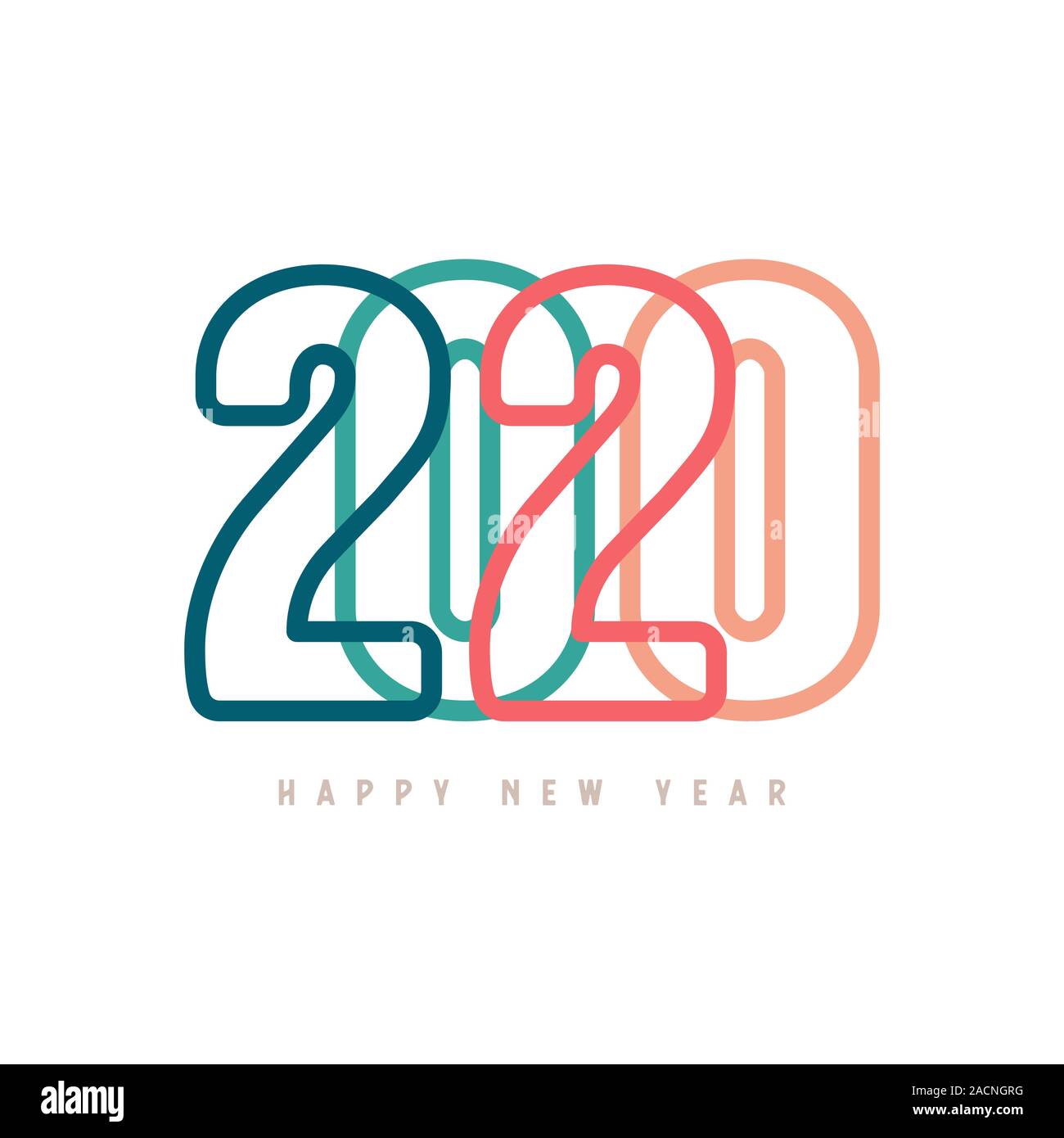 Colorful Happy New Year 2020 Text Design Stock Vector Image & Art - Alamy