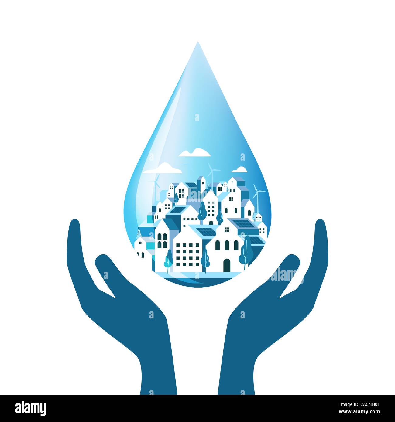 Save The Water Hands Holding Drop Save Water Concept Of Eco And World