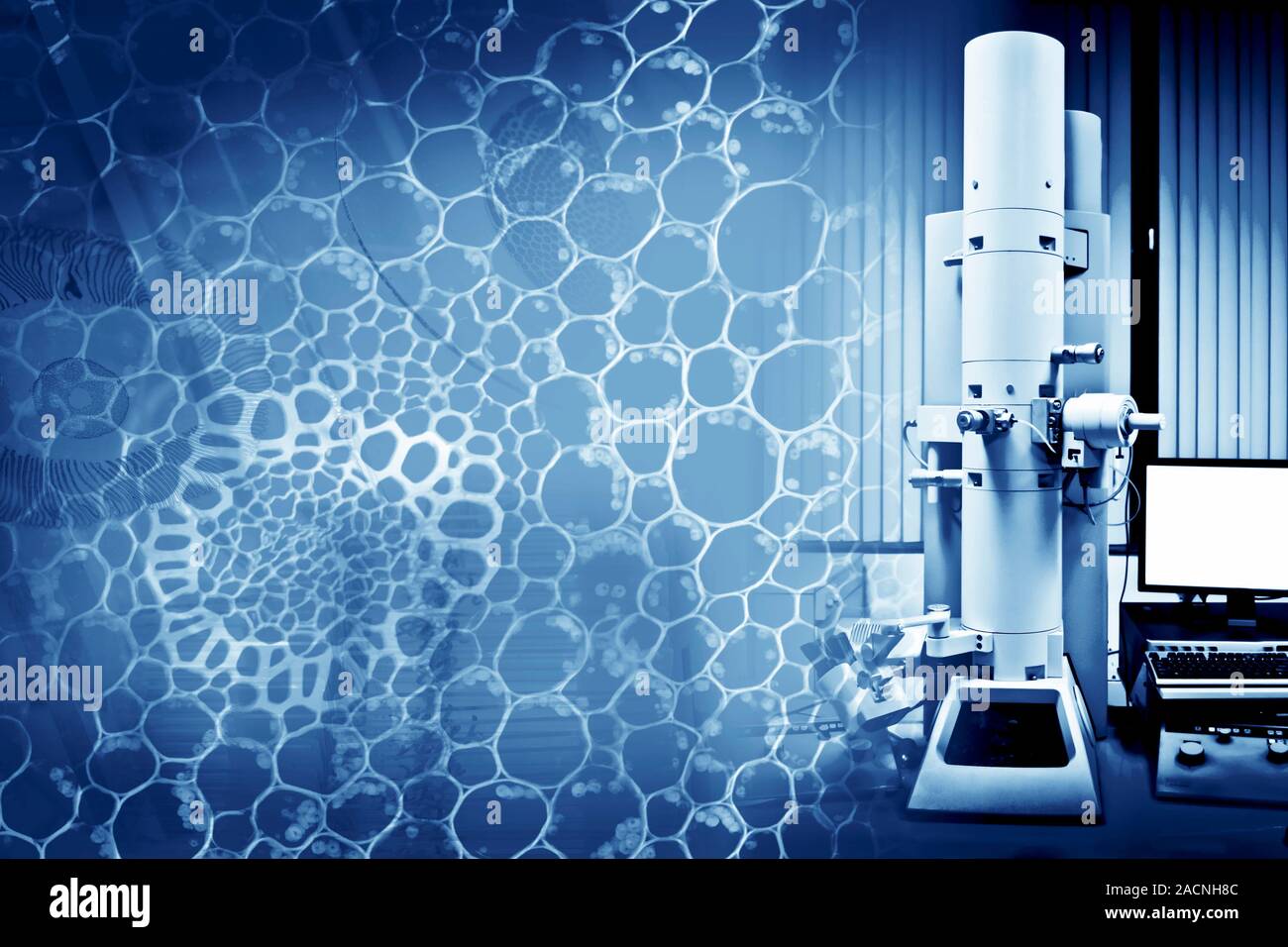 Scanning electron microscope. Computer artwork of a scanning electron ...