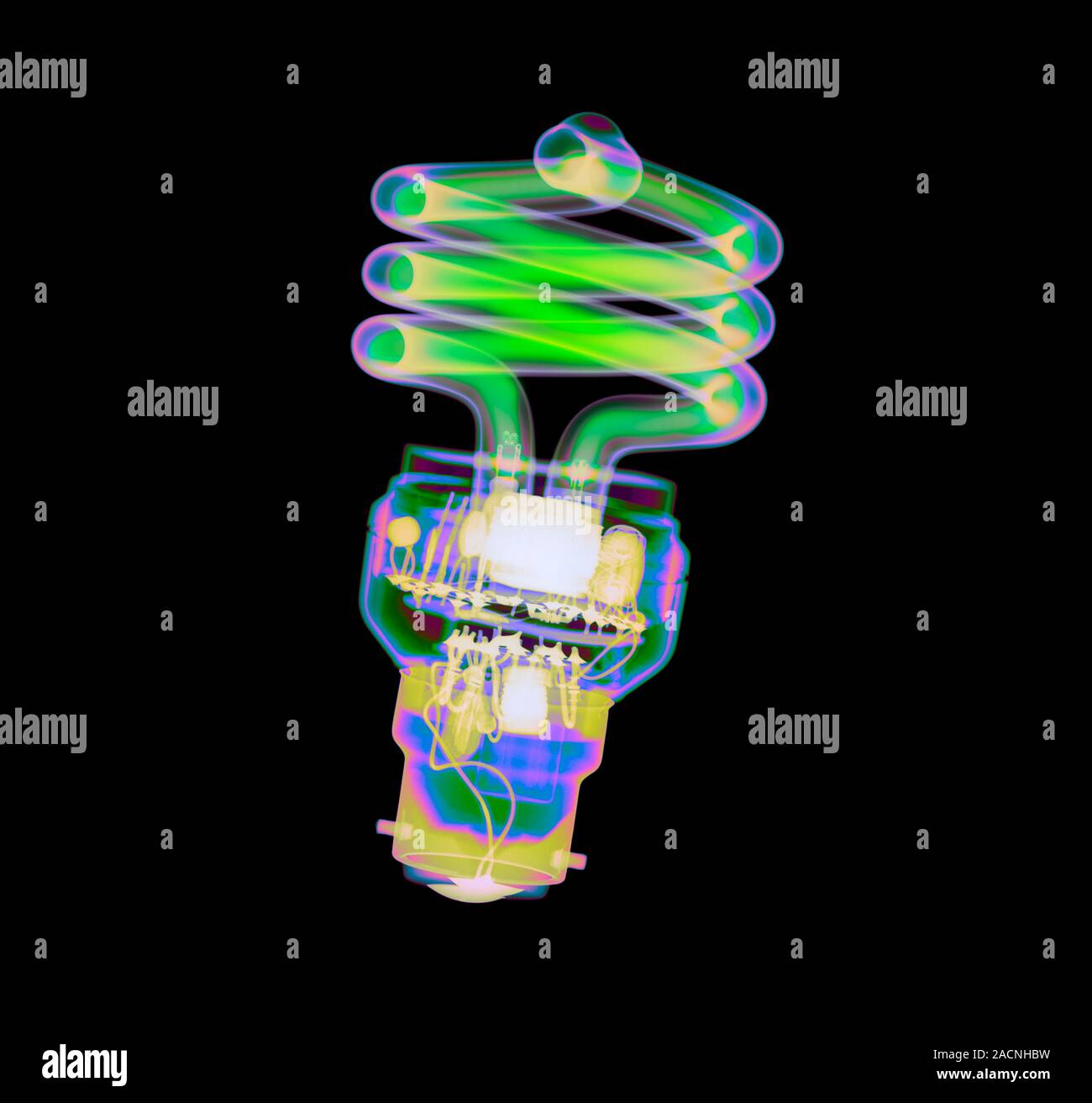 Energy saving light bulb, coloured X-ray Stock Photo - Alamy
