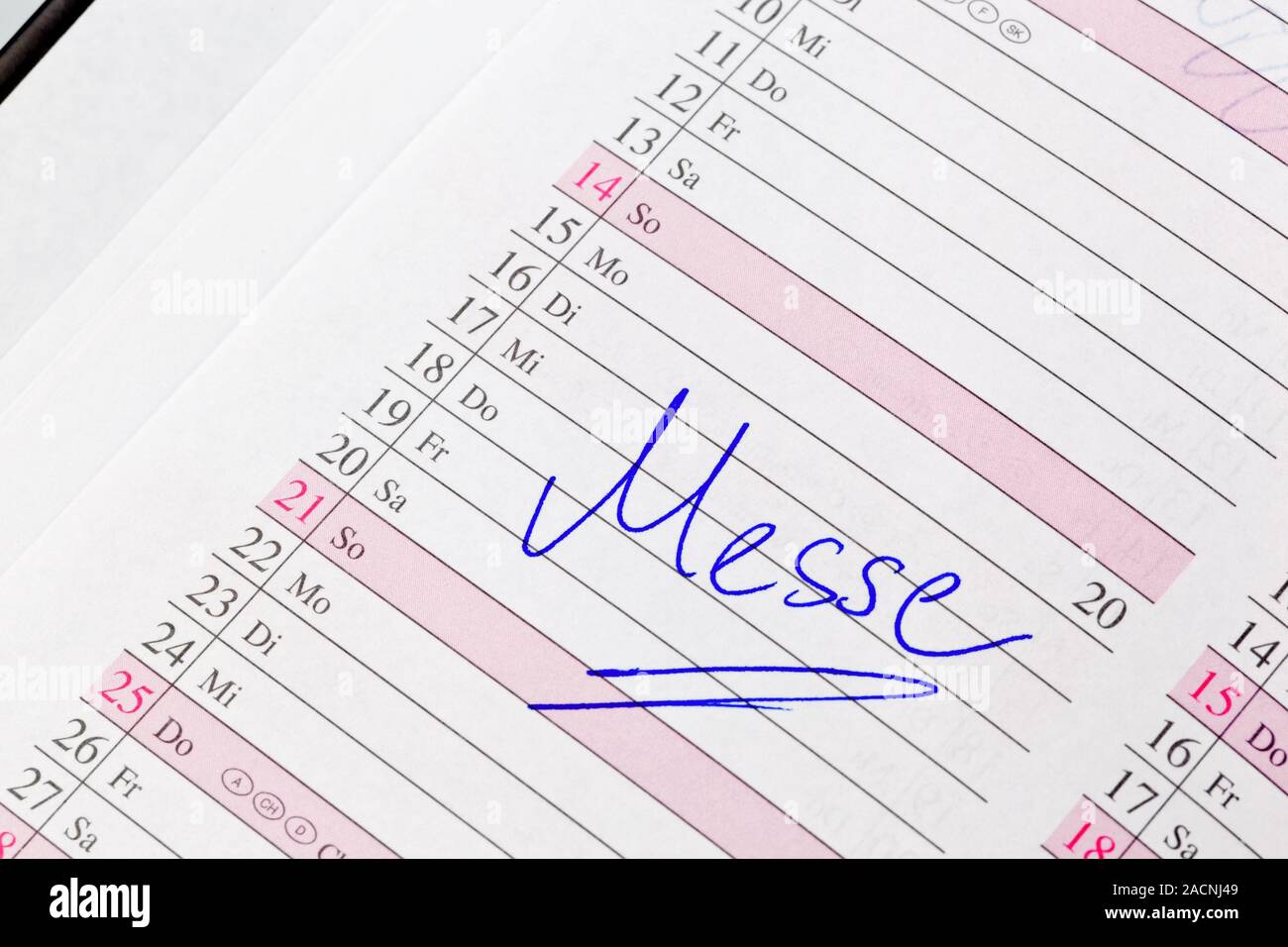 Entry in calendar: Fair Stock Photo - Alamy