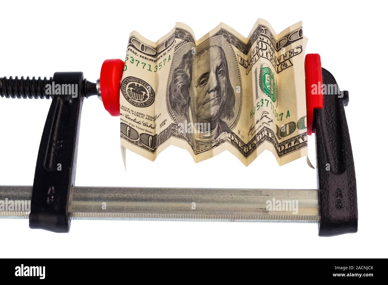 Euro currency note in screw clamp Stock Photo - Alamy