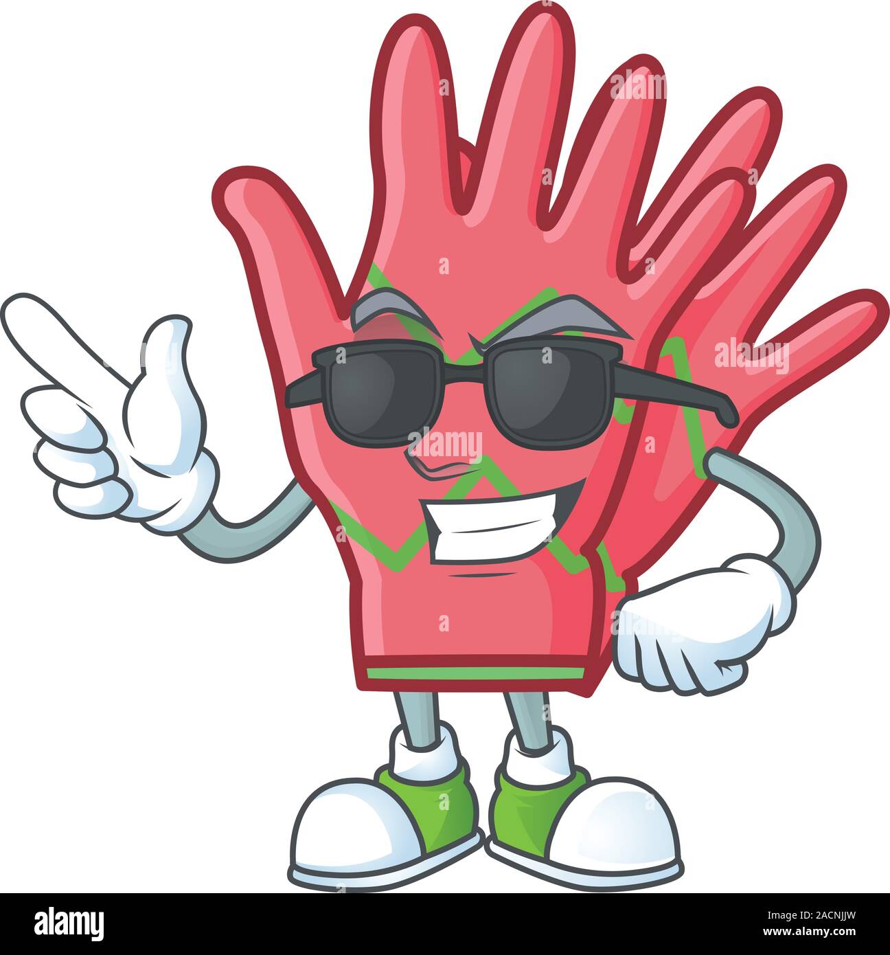 Super cool christmas gloves character wearing black glasses Stock ...