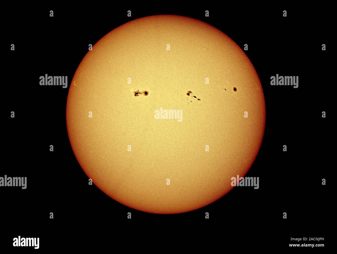 Sunspots. Telescope image of sunspots on the surface of the Sun ...