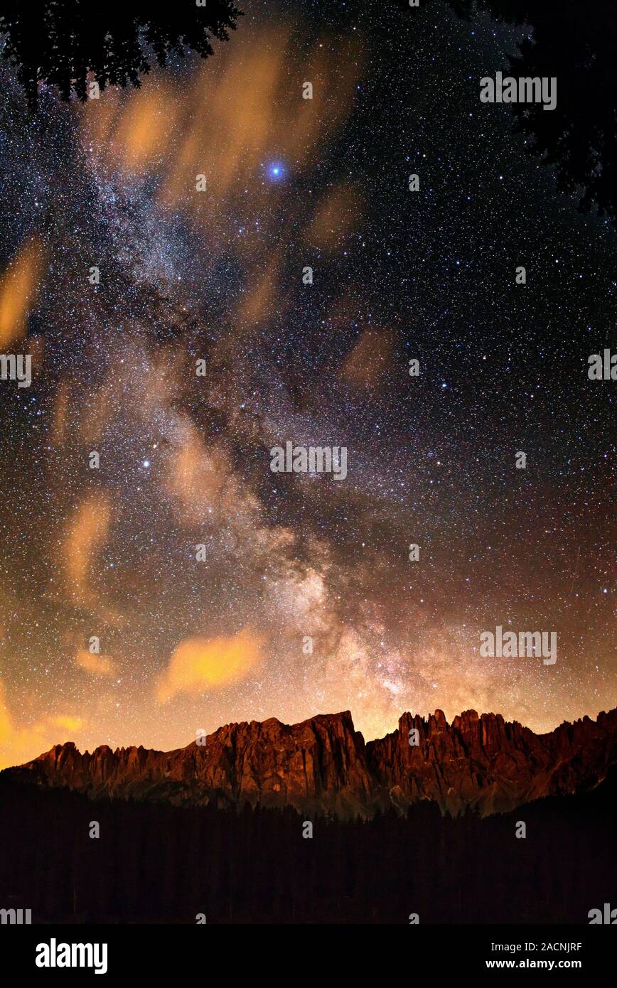 Milky Way over the Dolomites. View of the Milky Way over Latemar ...