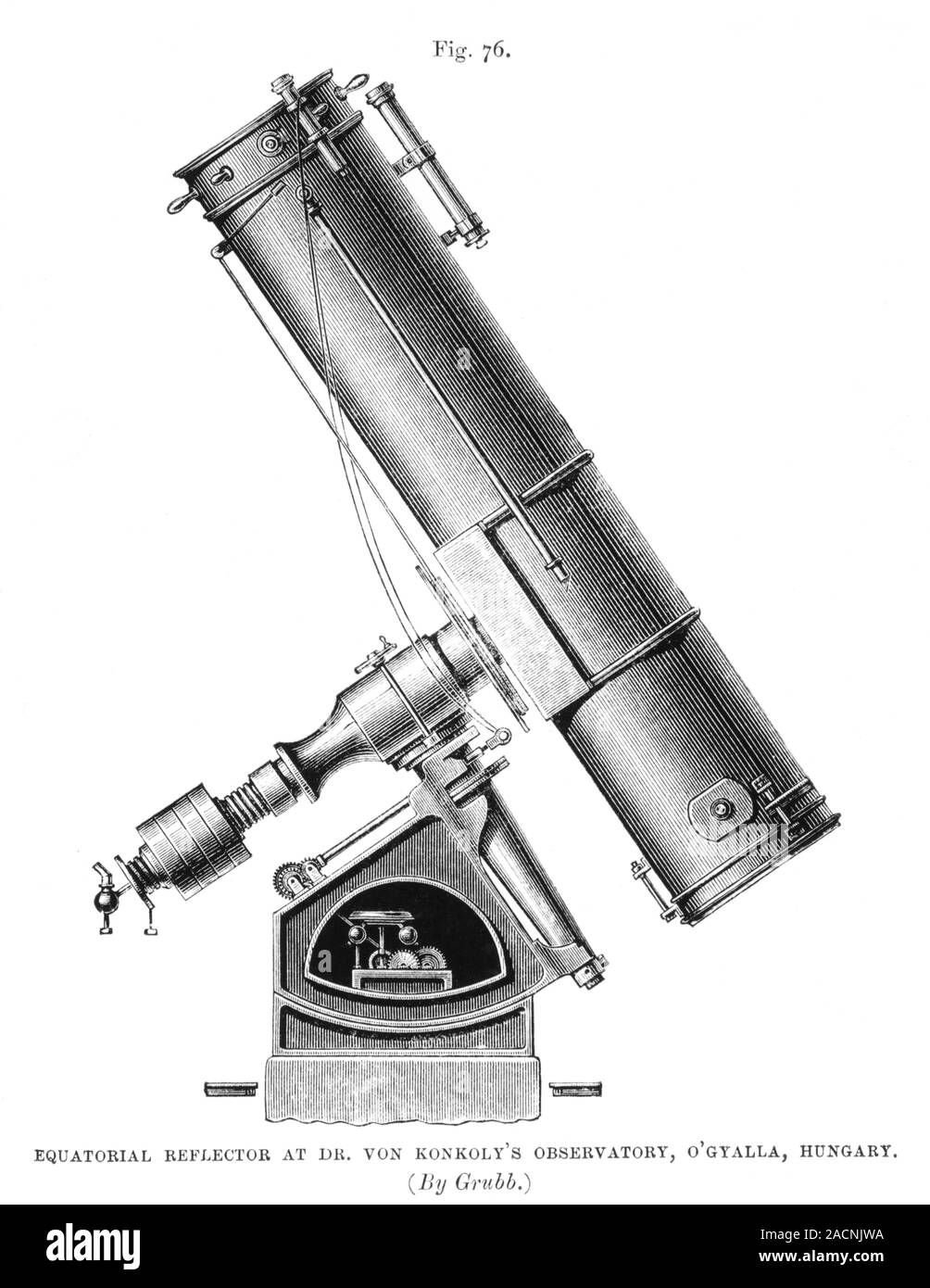Grubb equatorial telescope. This reflector telescope, made by the Grubb ...