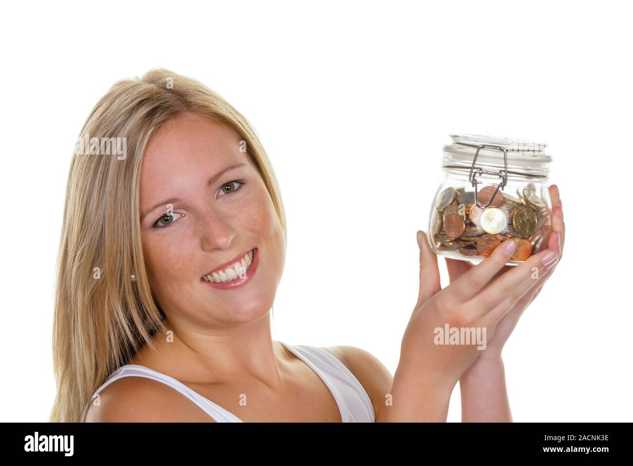 young woman saving money Stock Photo - Alamy
