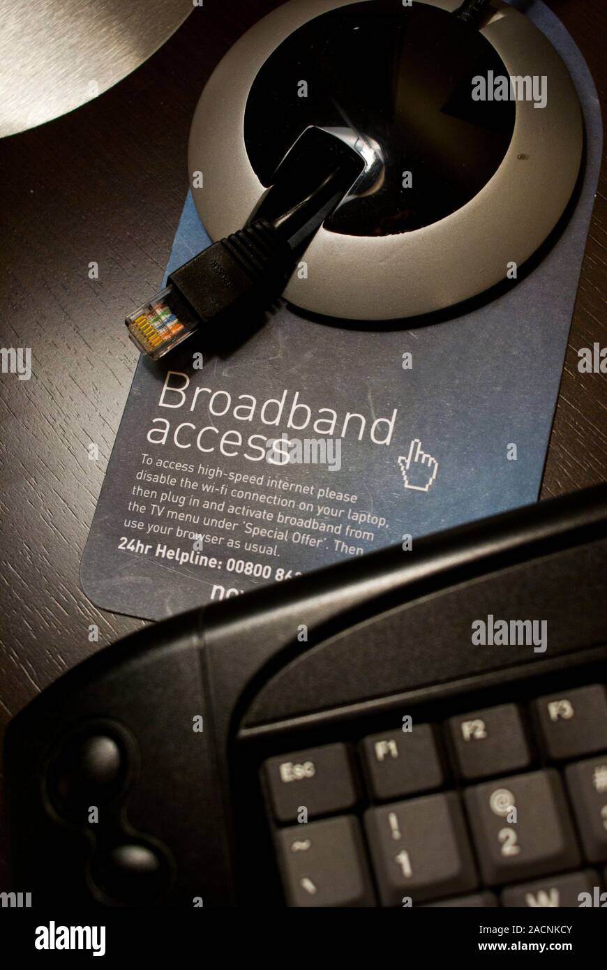 Broadband access facilities in a hotel room Stock Photo - Alamy