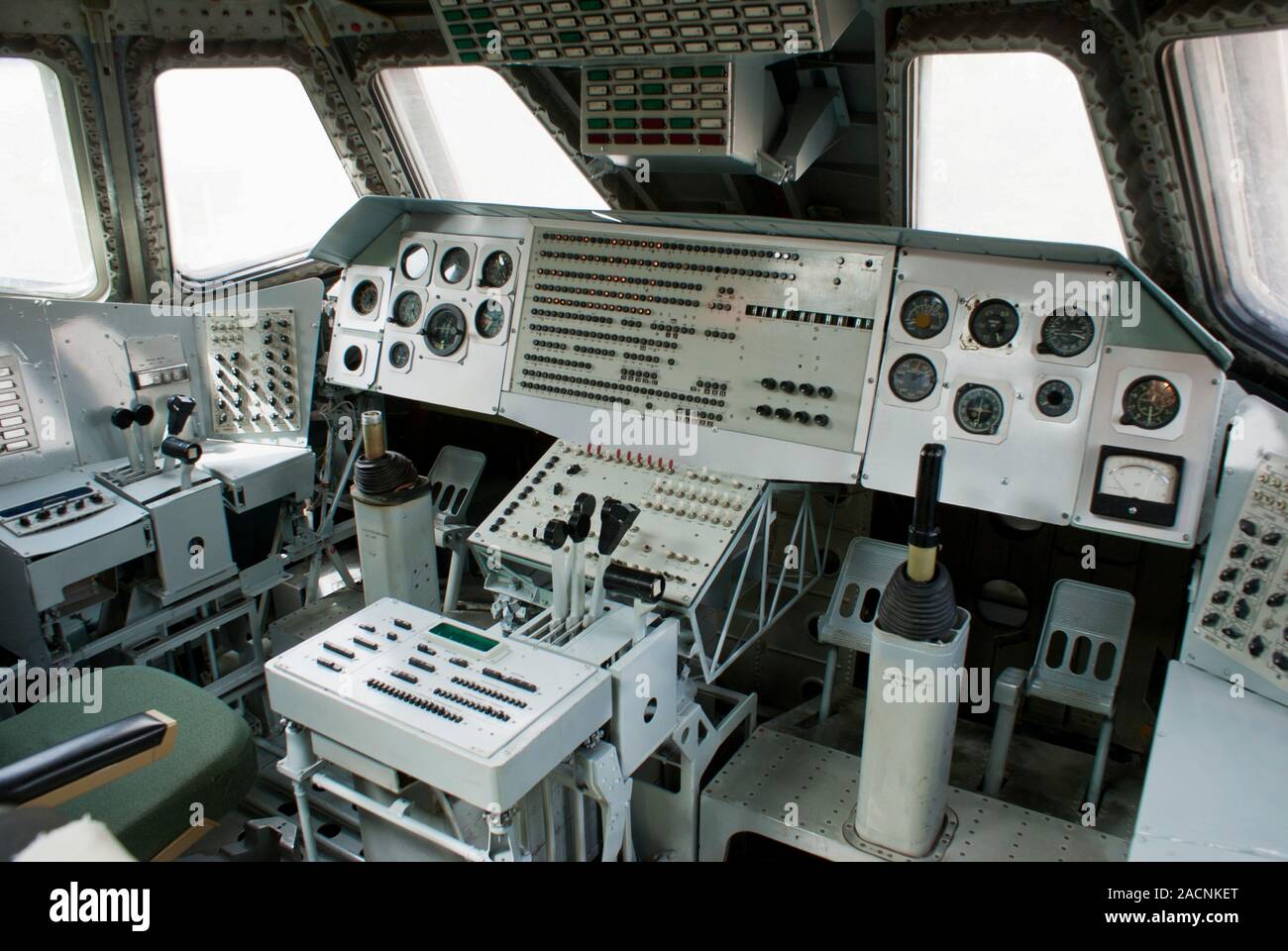 Flight deck of Russian space shuttle Buran at Baikonur space museum ...