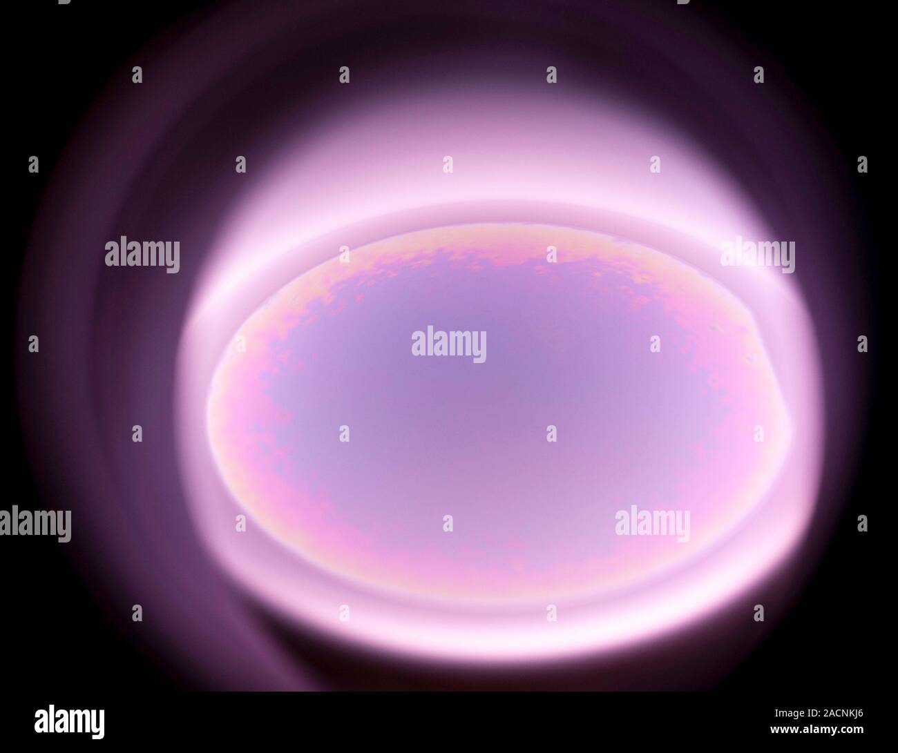Synthetic diamond film production. Close-up of plasma inside a machine ...