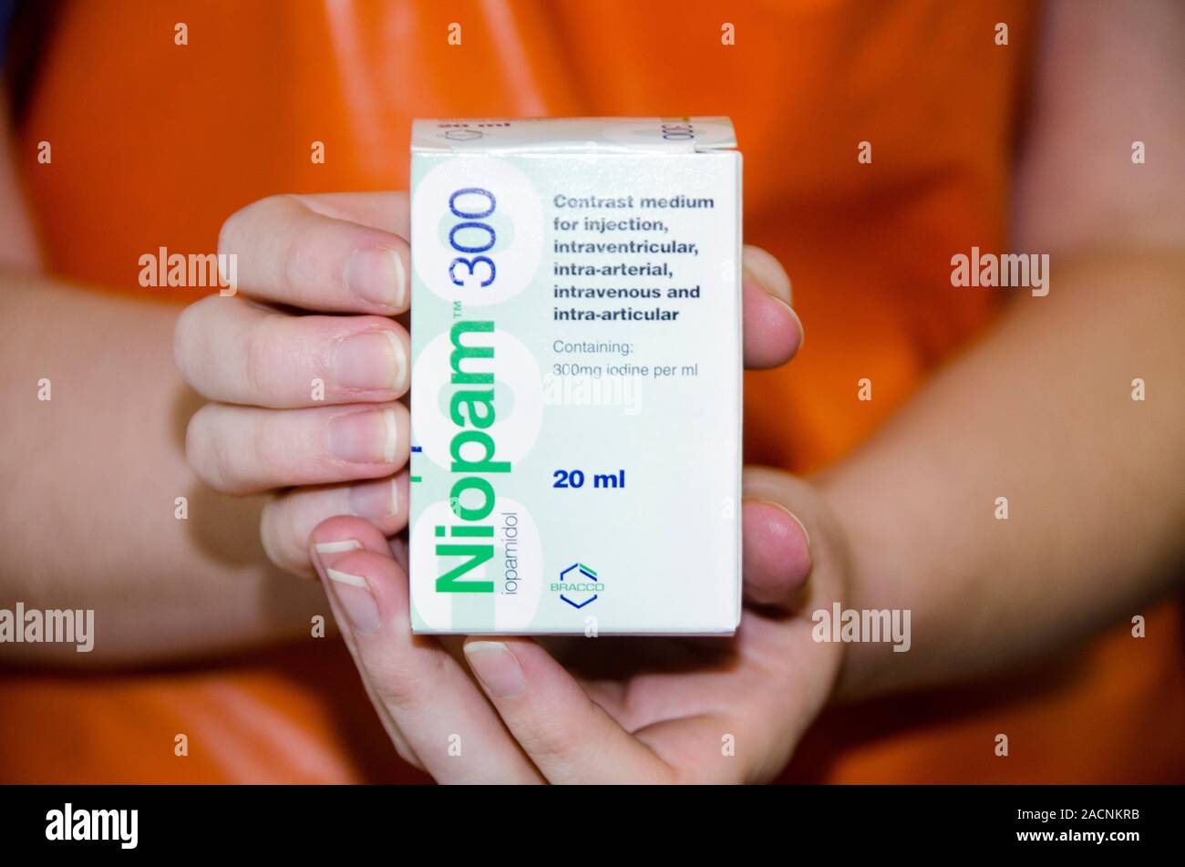 Radiocontrast agent. Packaging for the radiocontrast agent Iopamidol ...