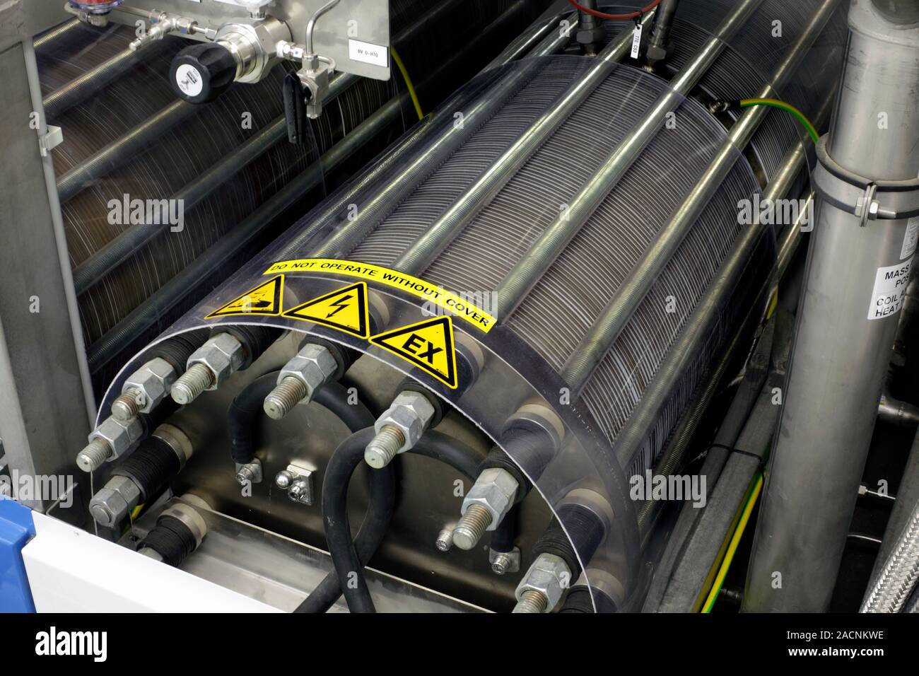 Electrolyser. This device produces hydrogen from water through the ...