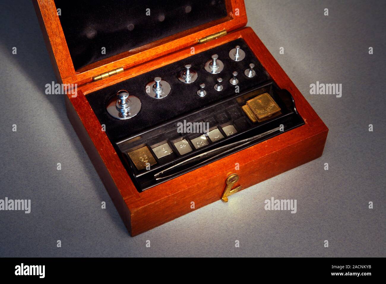 Weights. Set of standard weights in a box Stock Photo - Alamy