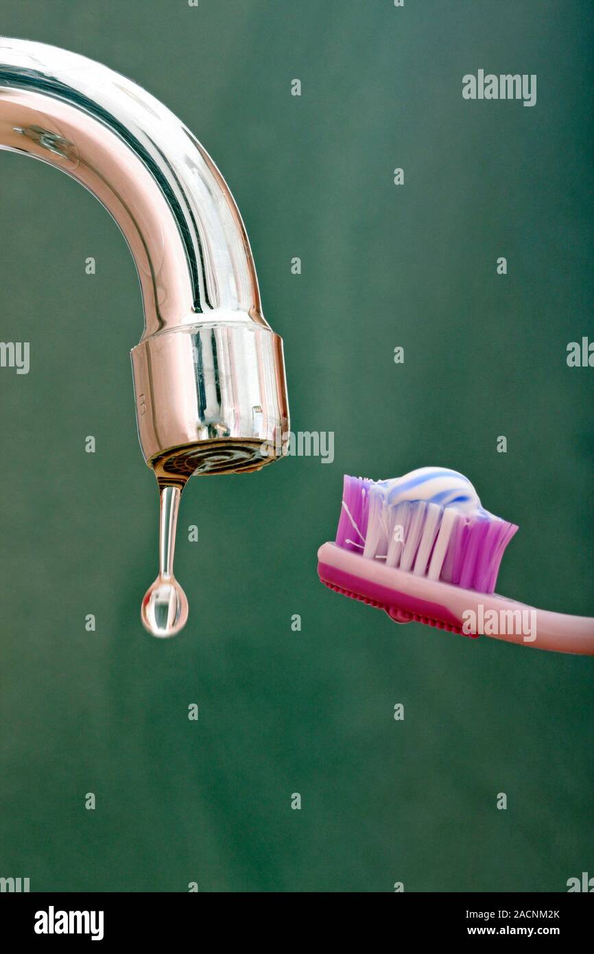 Saving water, conceptual image. Image representing reducing water ...