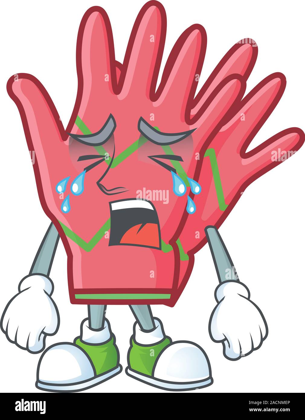 Sad Crying christmas gloves cartoon character design style Stock Vector ...