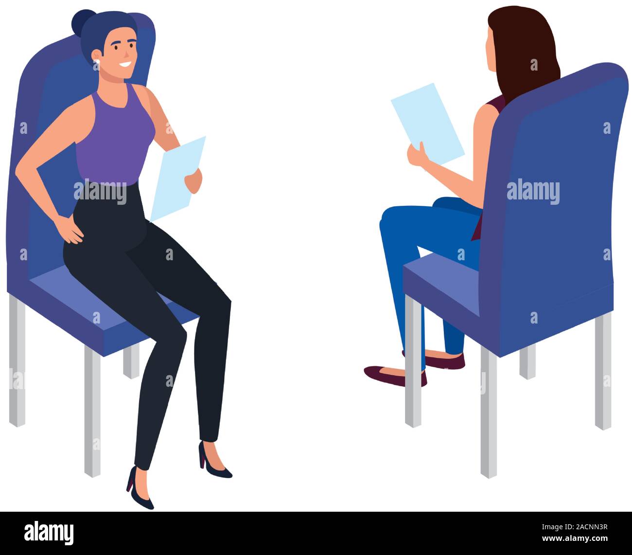 beautiful women sitting in chairs isolated icon Stock Vector Image ...