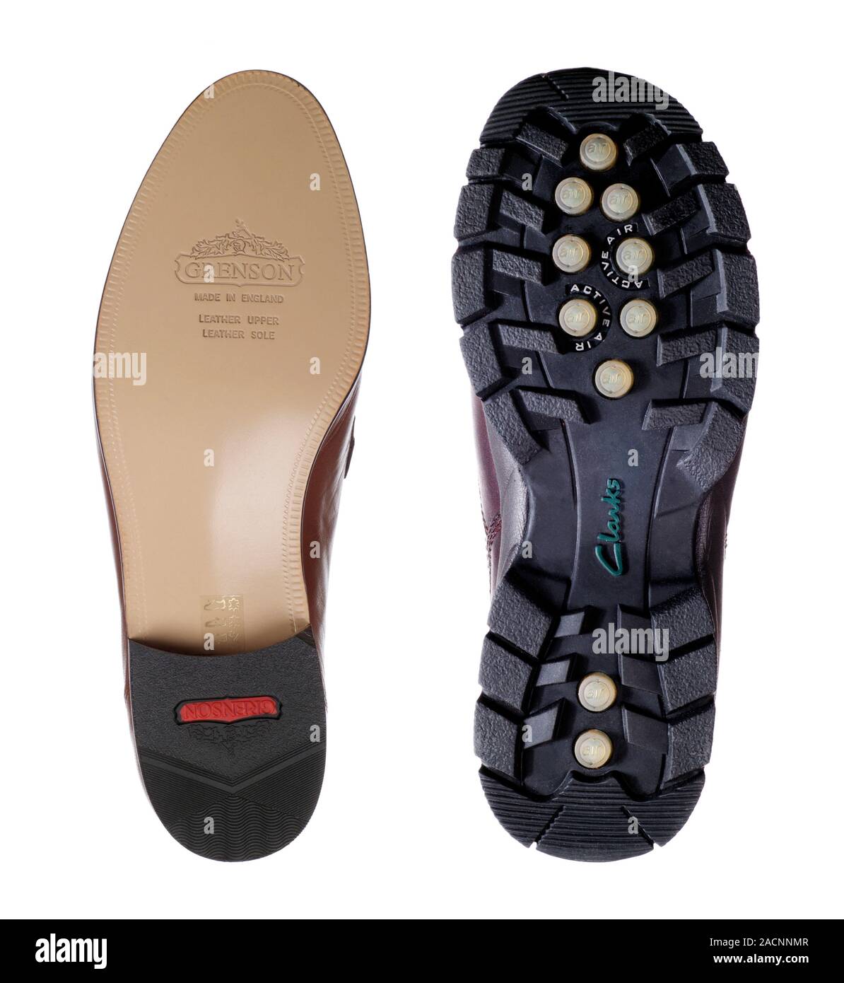 Smooth and rough shoe soles. The roughness and grip of the sole of a ...
