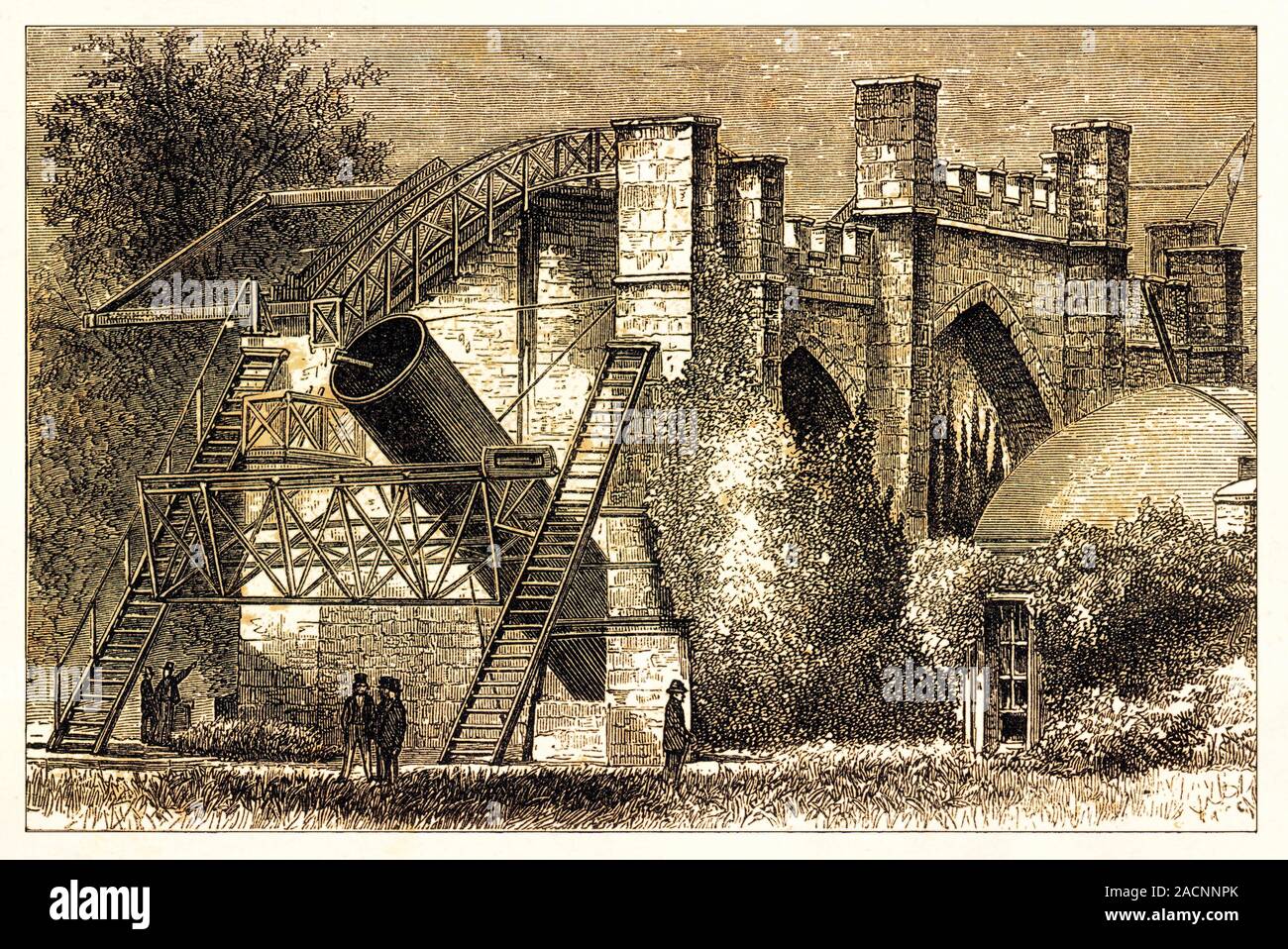 Leviathan of Birr. 19th-century artwork of the 6-foot telescope erected ...