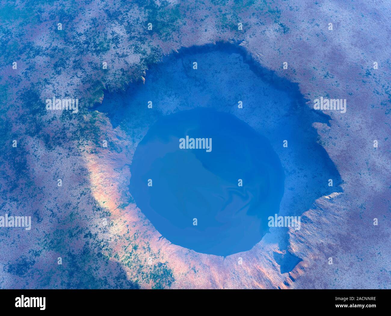 Nordlinger Ries impact crater. Artwork of the lake that formed in the ...