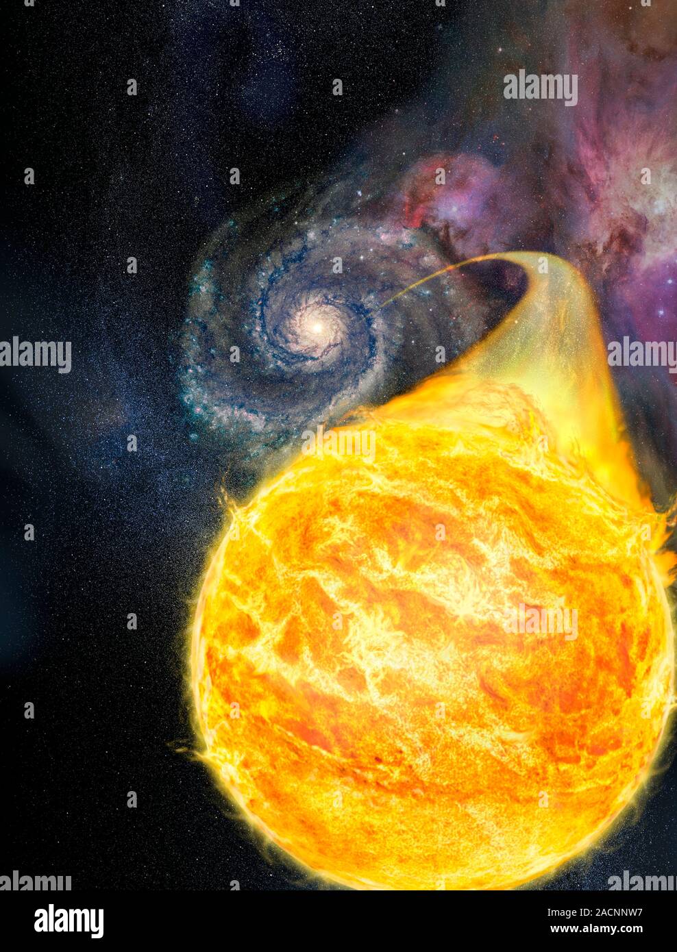 Cataclysmic variable star system. Computer showing atmospheric matter ...