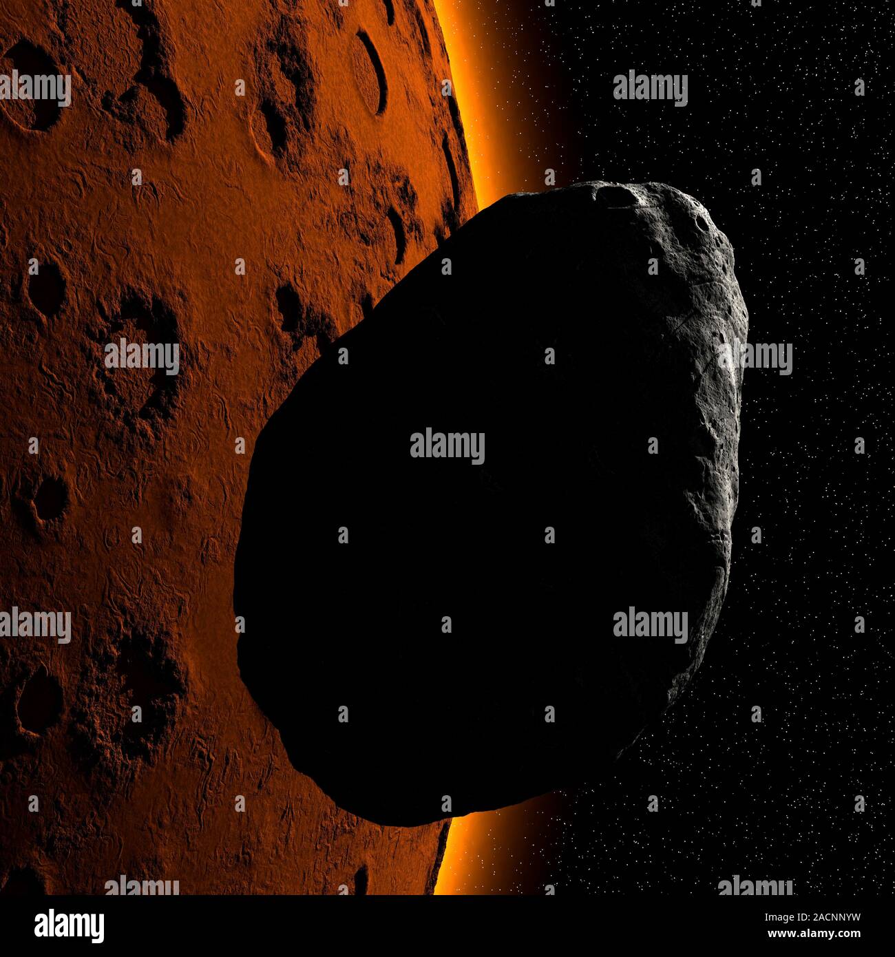 Martian moon Phobos. Artwork of Phobos, the larger of the two Martian ...