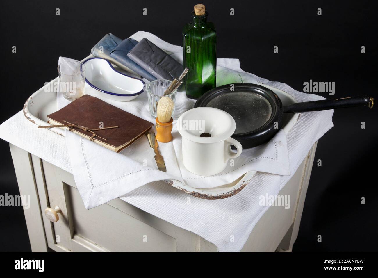 Victorian medical equipment. Selection of hospital equipment from the ...