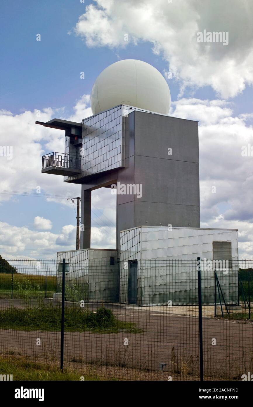 Rain radar. Exterior of the hydro-meteorological radar in Burgundy ...