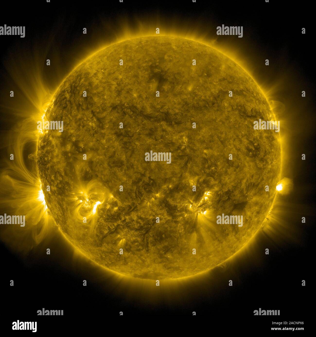 Solar activity. Extreme ultraviolet (UV) satellite image of the Sun ...