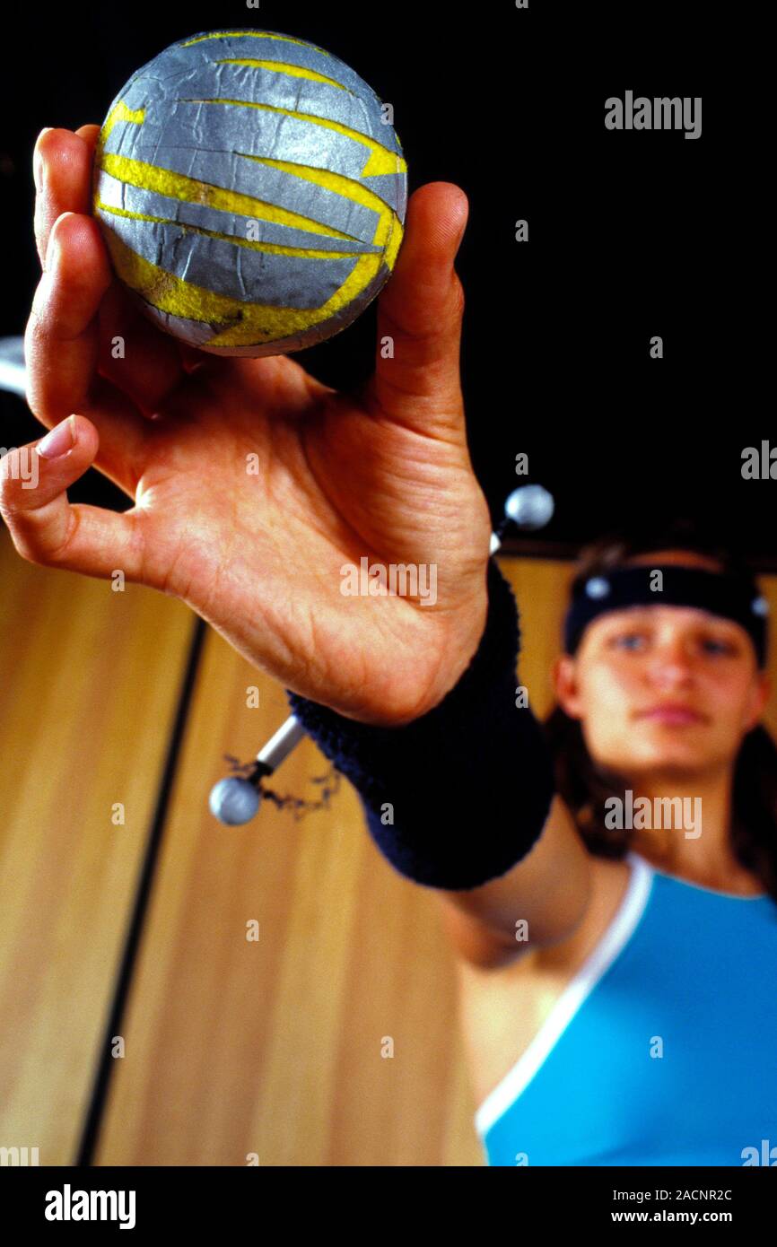 Real-time movement mapping system. Woman having her movements mapped in ...