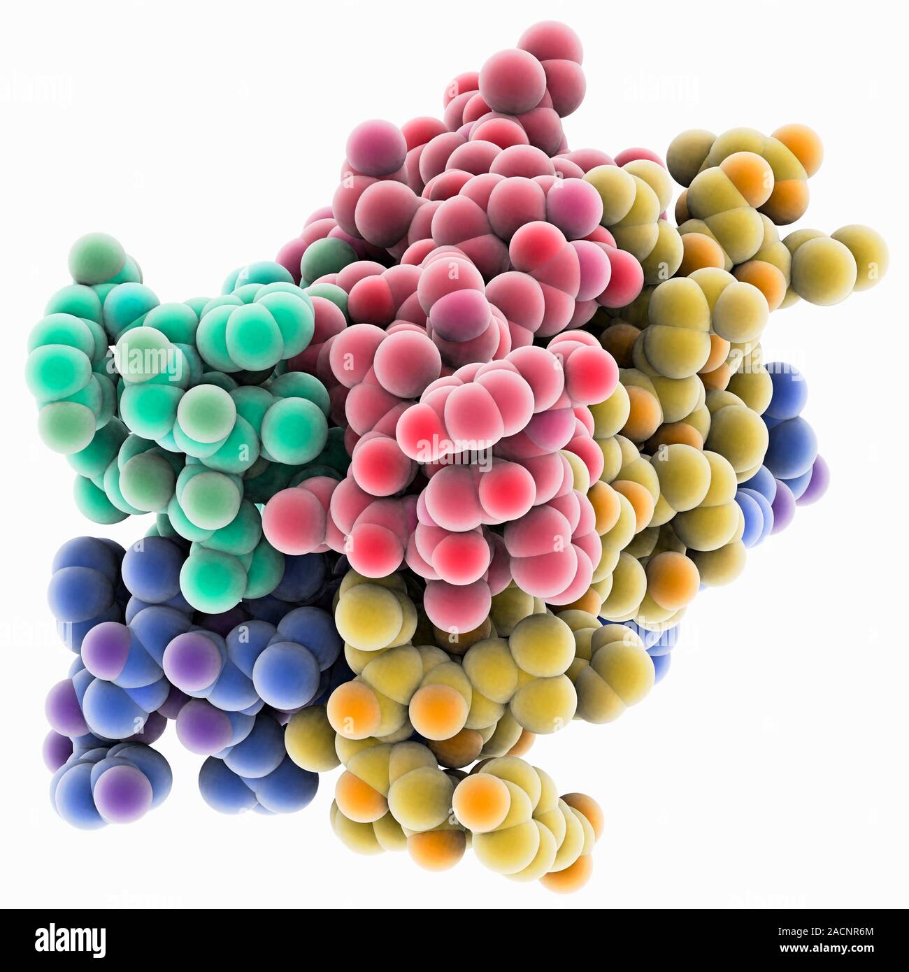 KCNQ ion channel protein structure. Molecular model showing the protein ...