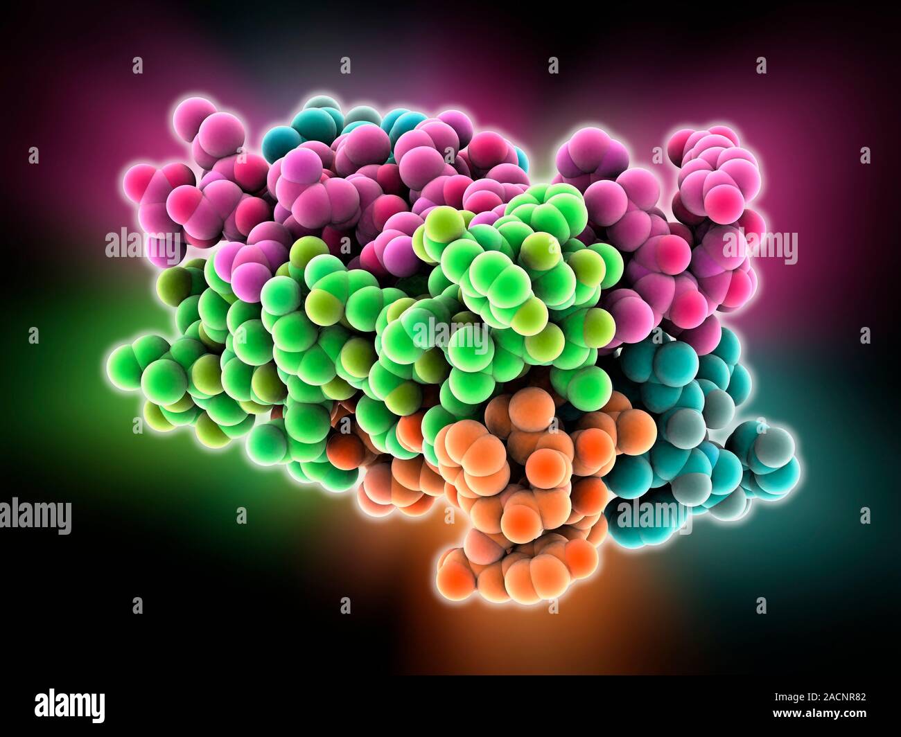 KCNQ ion channel protein structure. Molecular model showing the protein ...