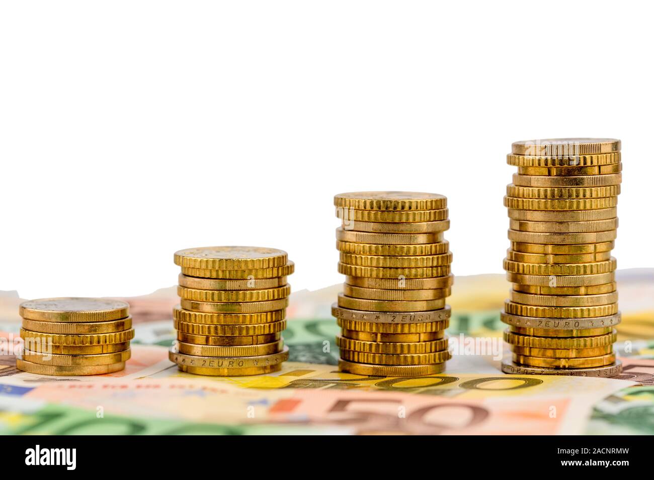 stack of money coins, rising curve Stock Photo - Alamy